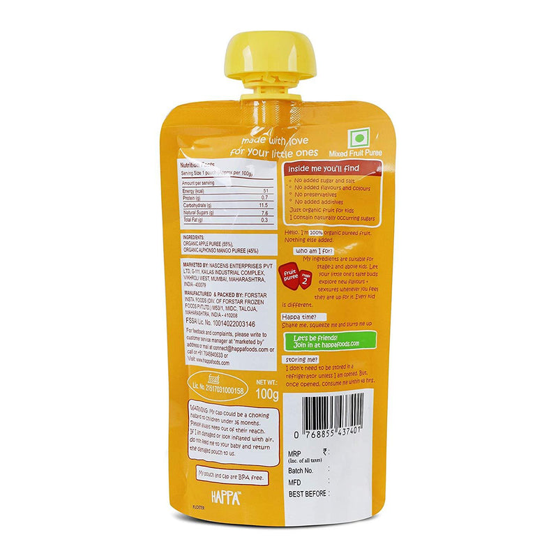 Organic Fruit puree for baby | Mango puree | Apple Mango puree